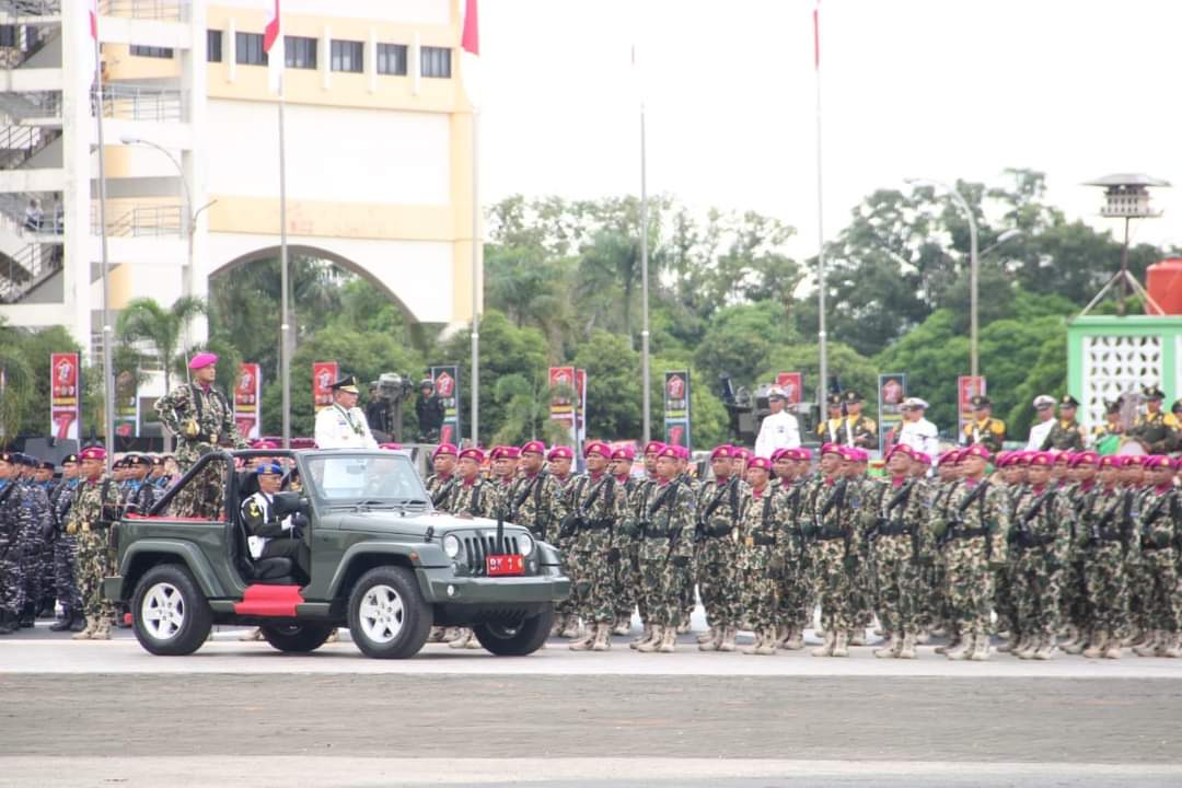 Danyonif 8 Marinir Harimau Putih Ikuti Upacara Peringatan HUT TNI ke-77 Tahun 2022